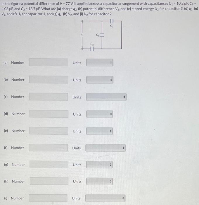 Solved In the figure a potential difference of V=77 V is | Chegg.com