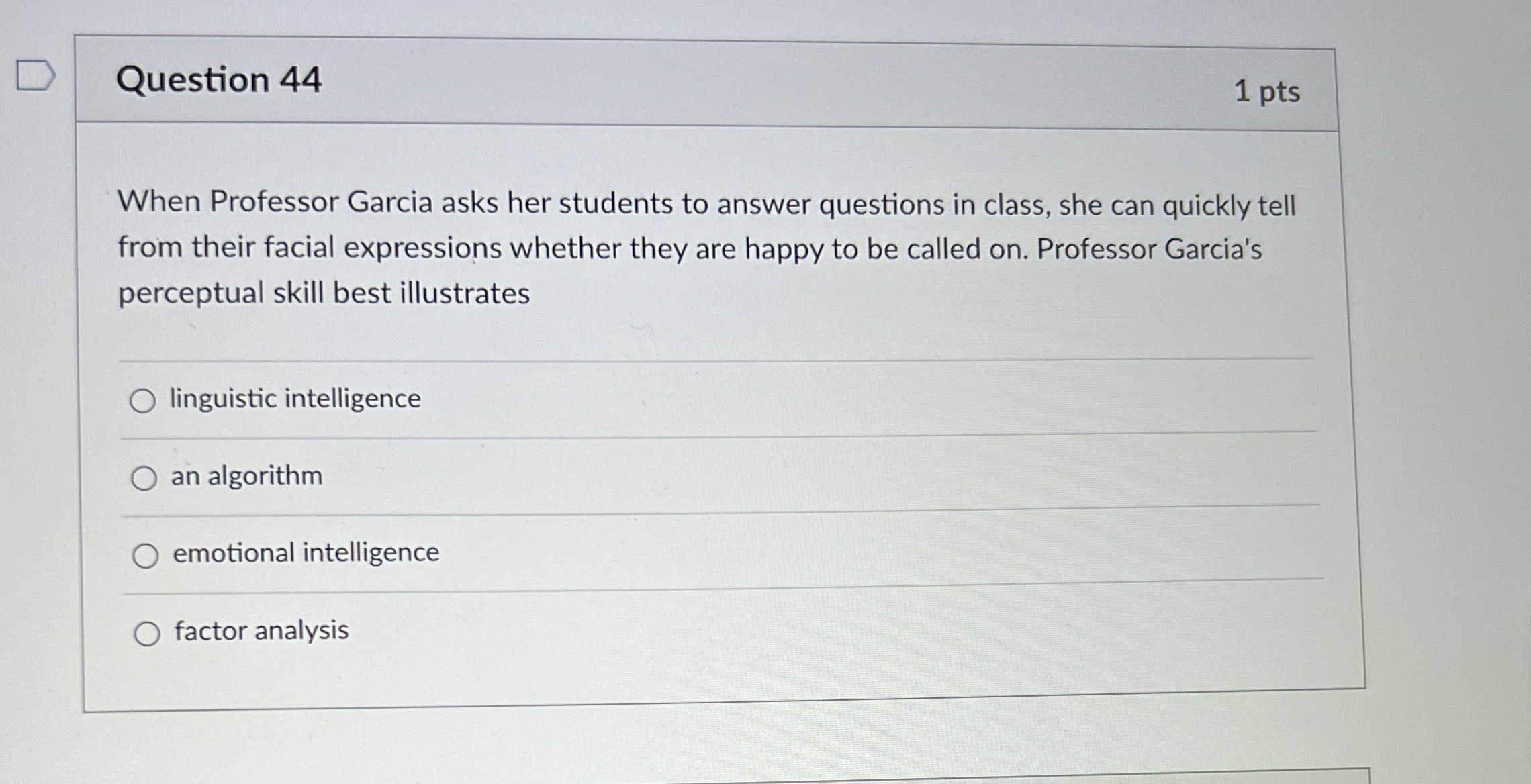 Solved Question 441 ﻿ptsWhen Professor Garcia asks her | Chegg.com
