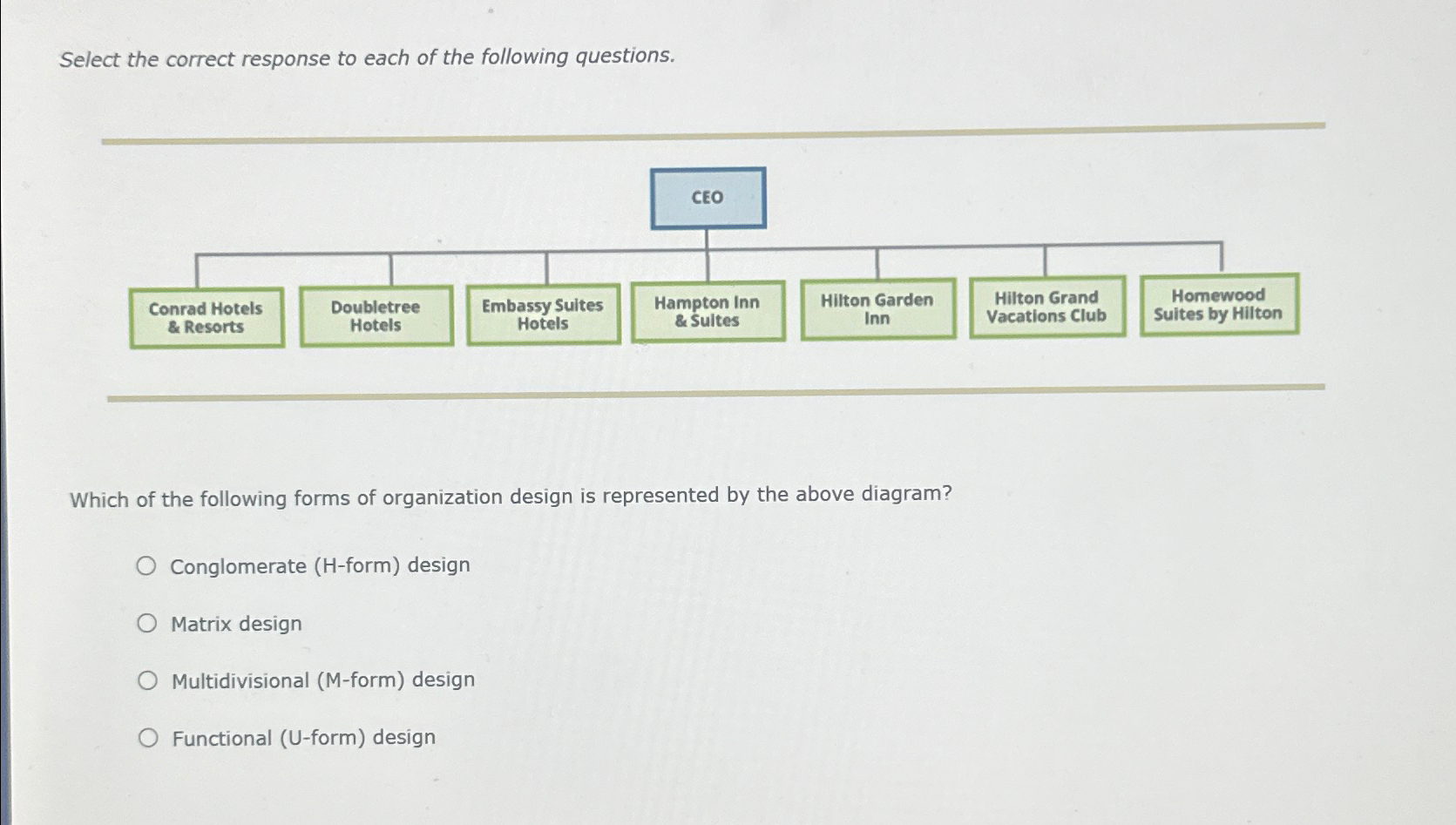 Solved Select the correct response to each of the following | Chegg.com