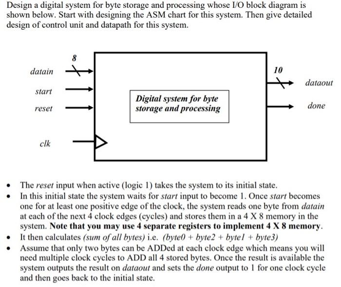 Design a digital system for byte storage and | Chegg.com