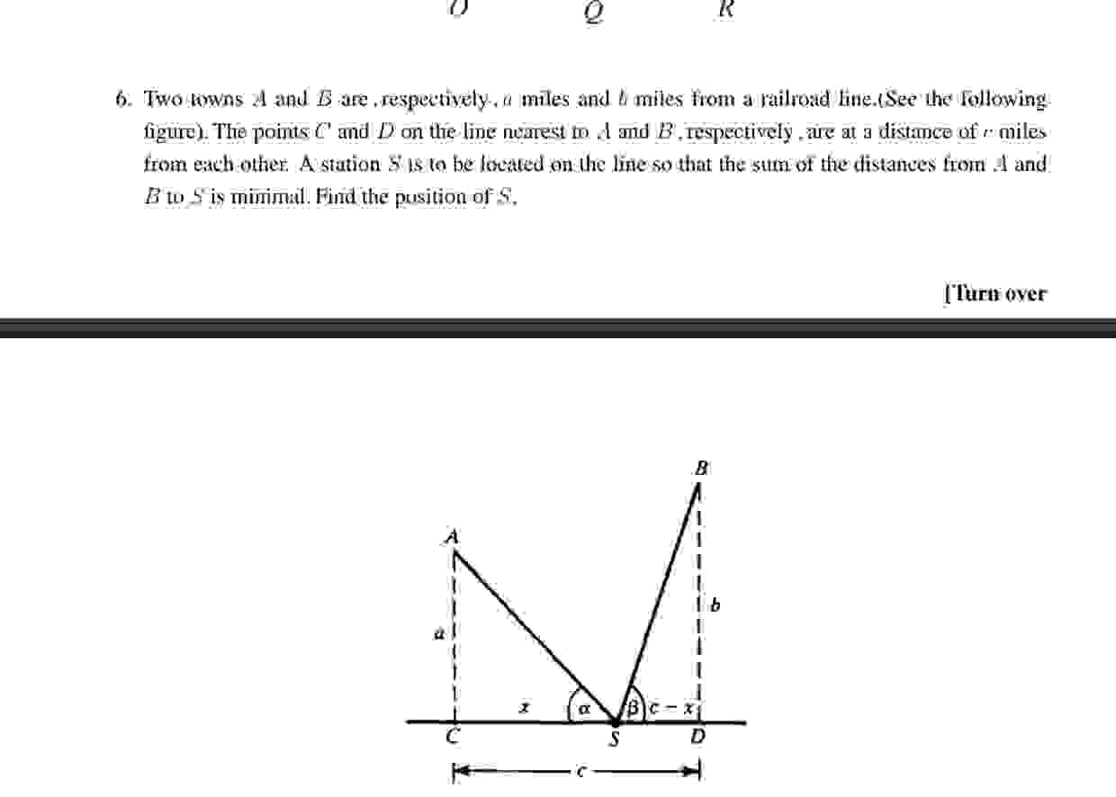 Solved Two towns A and B ﻿are, respectively a miles and b | Chegg.com
