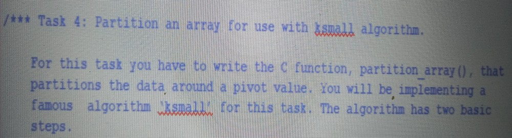 Solved /+*+ Task 4: Partition an array for use with bezala | Chegg.com