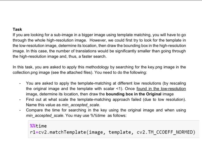 Solved Task If you are looking for a sub-image in a bigger | Chegg.com