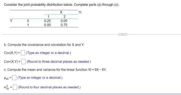 Solved Consider the joint probability distribution below. | Chegg.com