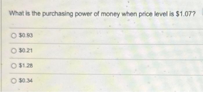 Solved What is the purchasing power of money when price | Chegg.com