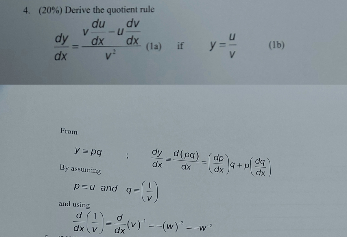 Solved (20%) ﻿Derive the quotient | Chegg.com