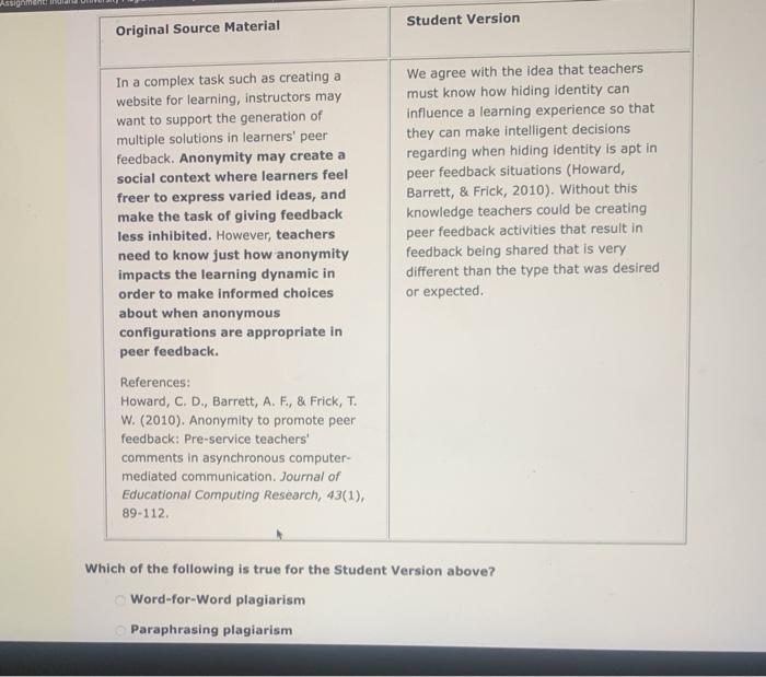 Solved Assignment Student Version Original Source Material | Chegg.com