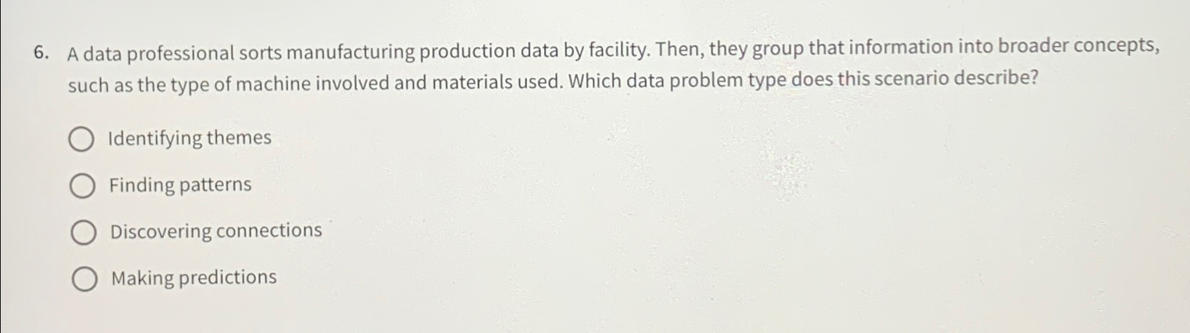Solved A data professional sorts manufacturing production | Chegg.com