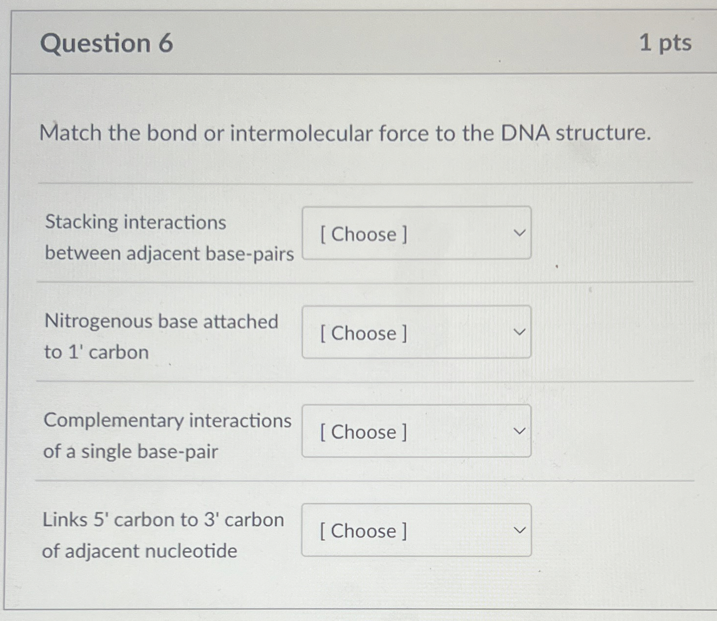 Solved Match the bond or intermolecular force to the DNA | Chegg.com