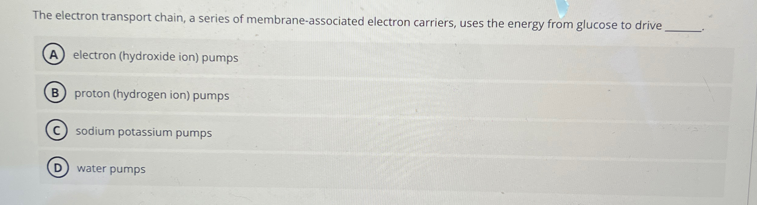 Solved The electron transport chain, a series of | Chegg.com