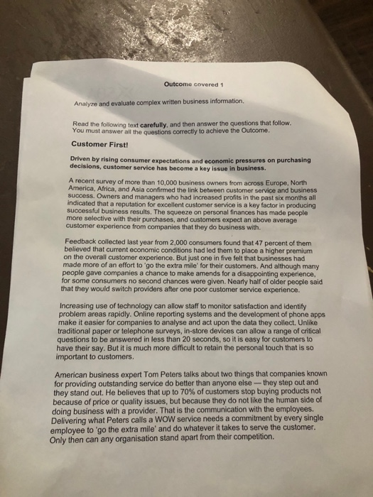 Solved Outcome covered 1 Analyze and evaluate complex | Chegg.com