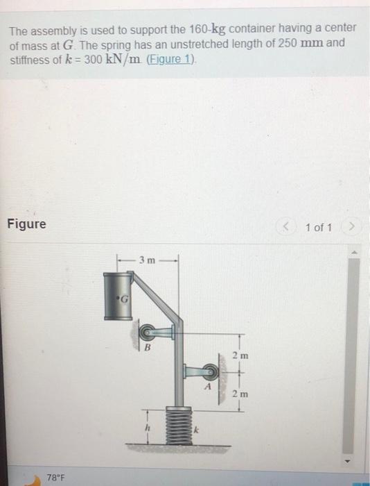 Solved The assembly is used to support the 160−kg container | Chegg.com