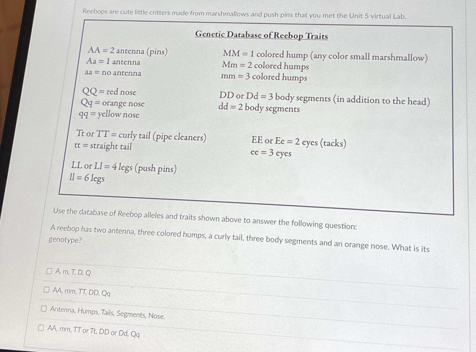 Reebops are cute little critters made from | Chegg.com