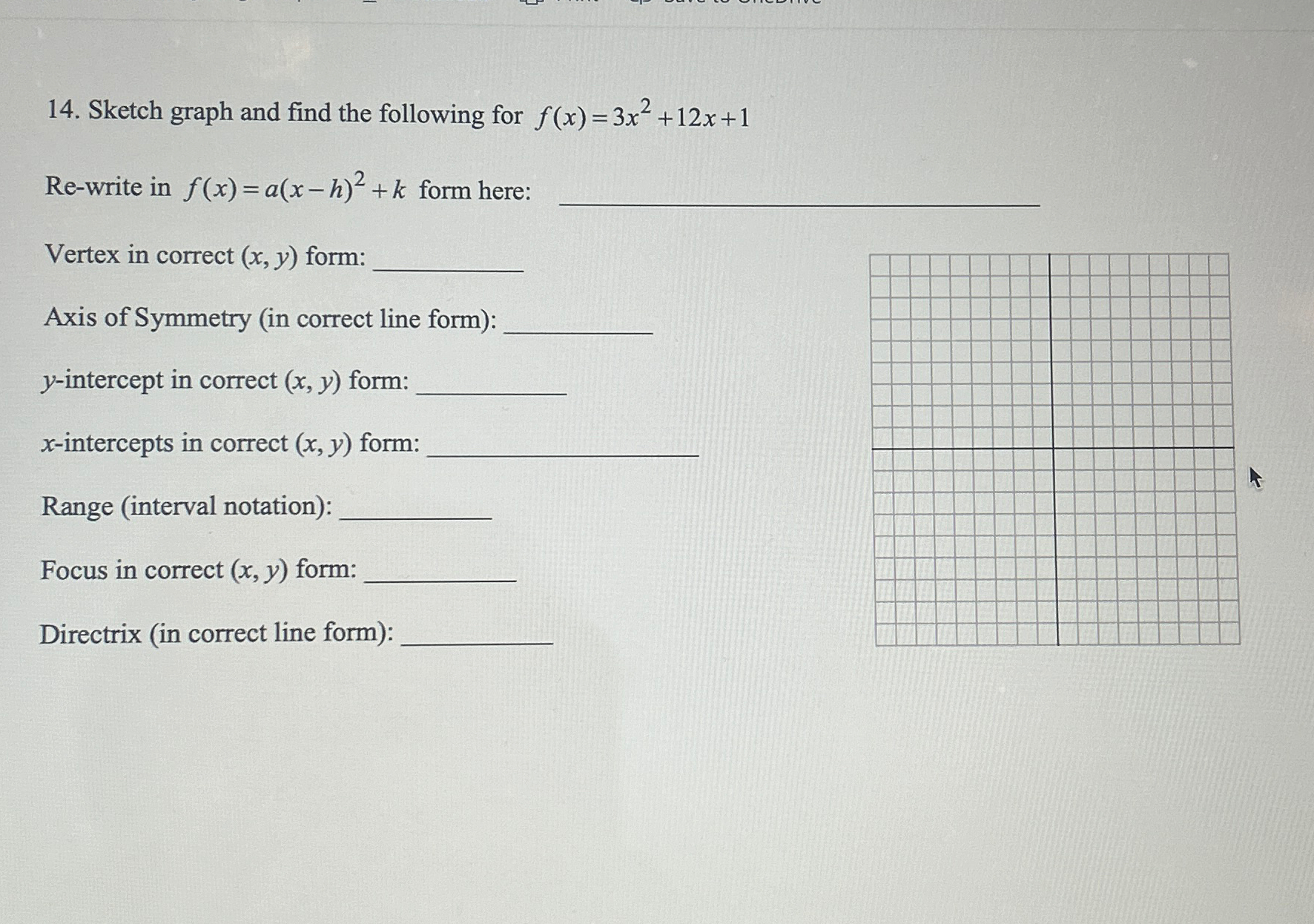 Solved Sketch graph and find the following for | Chegg.com