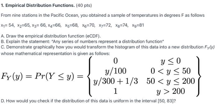 1. Empirical Distribution Functions. (40 pts) From | Chegg.com