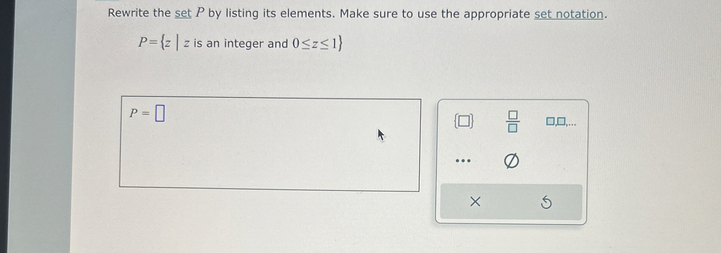 Solved Rewrite the set P ﻿by listing its elements. Make sure | Chegg.com