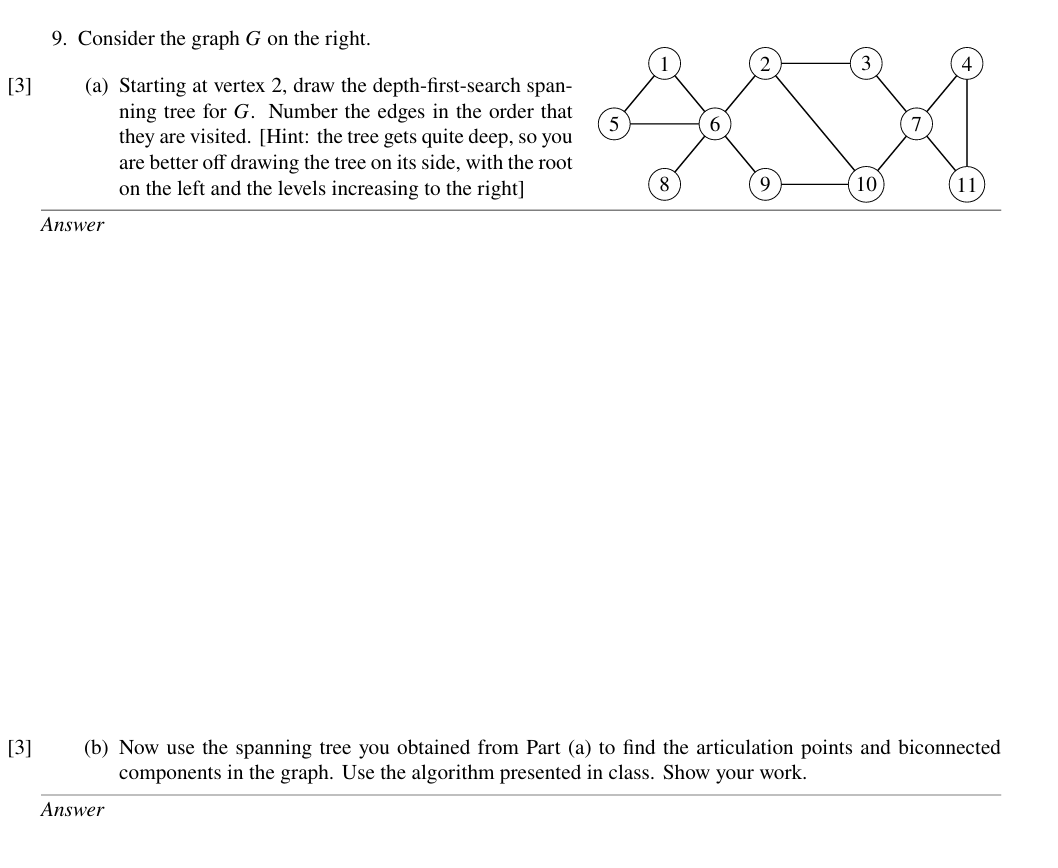 Solved 9. ﻿Consider the graph \( ﻿G \) ﻿on the right.(a) | Chegg.com