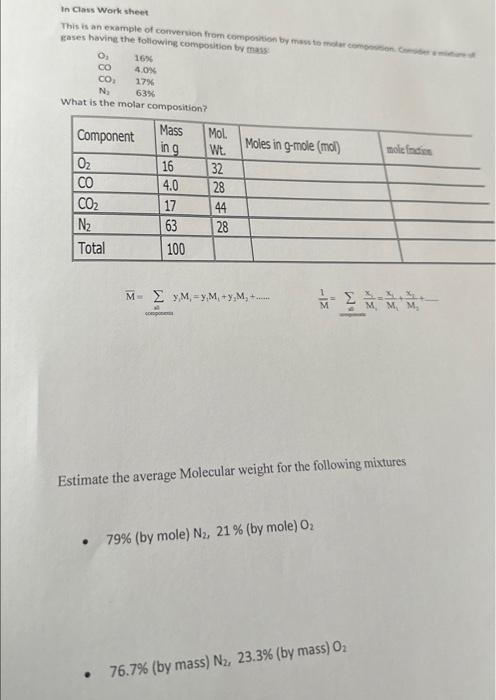 Solved In Class Work sheet This is an example of conversion | Chegg.com
