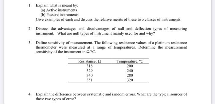 Solved 1. Explain what is meant by: (a) Active instruments | Chegg.com