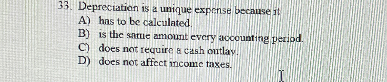 Solved Depreciation is a unique expense because itA) ﻿has to | Chegg.com