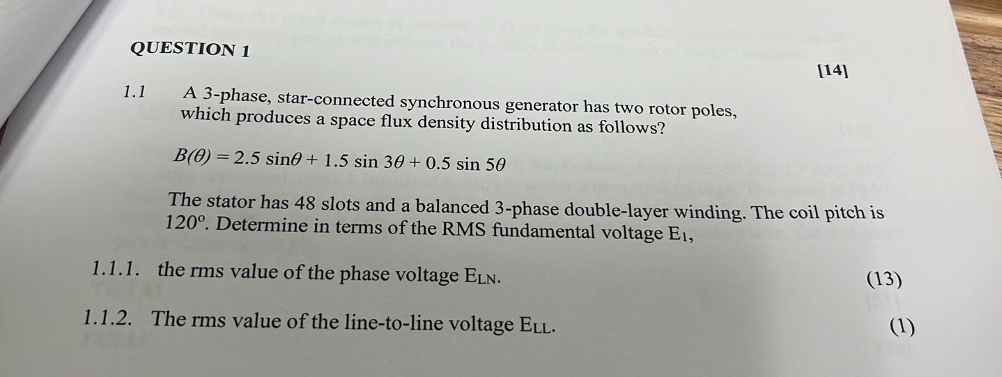 Solved QUESTION 11.1 ﻿A 3-phase, star-connected synchronous | Chegg.com
