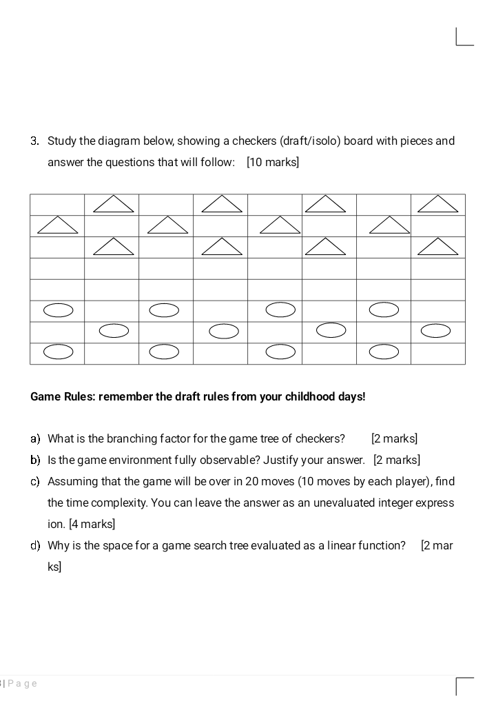 Solved L 3. Study the diagram below, showing a checkers | Chegg.com