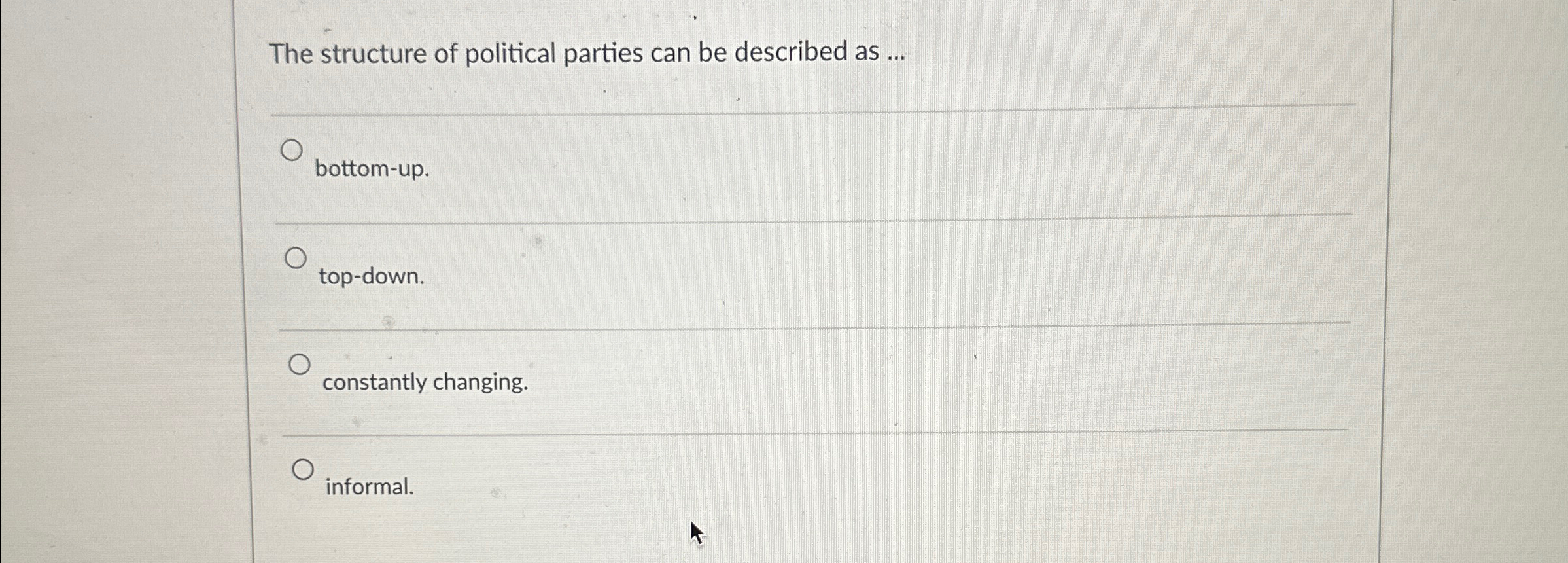 Solved The structure of political parties can be described | Chegg.com