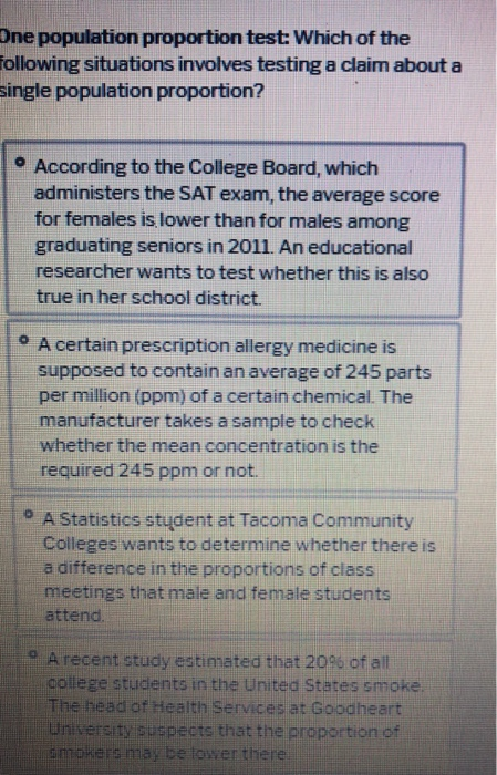 Solved One population proportion test: Which of the | Chegg.com