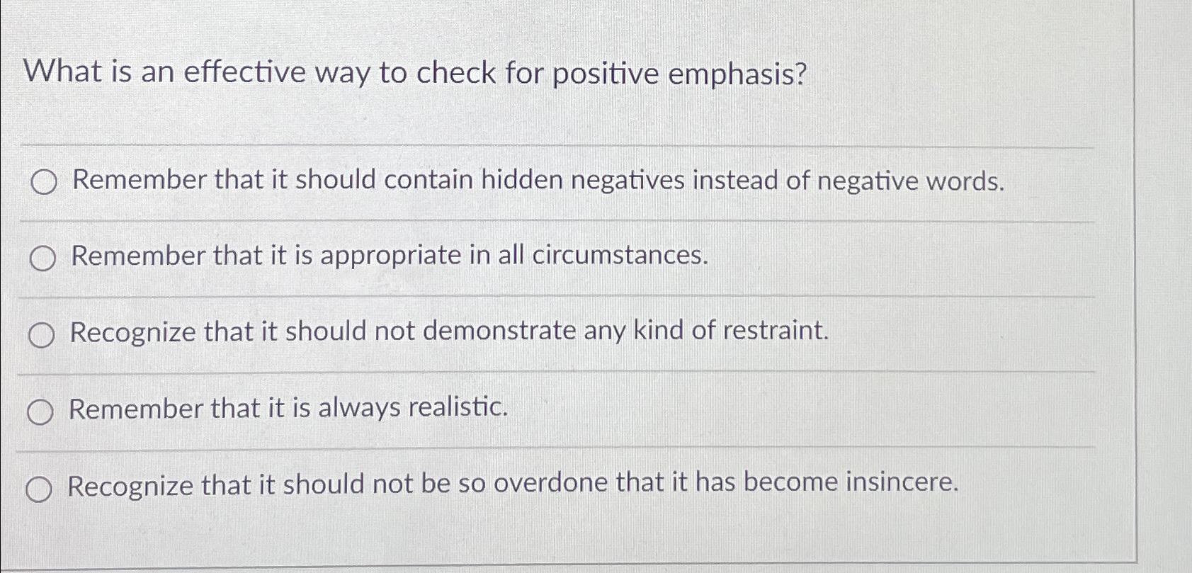 Solved What is an effective way to check for positive | Chegg.com
