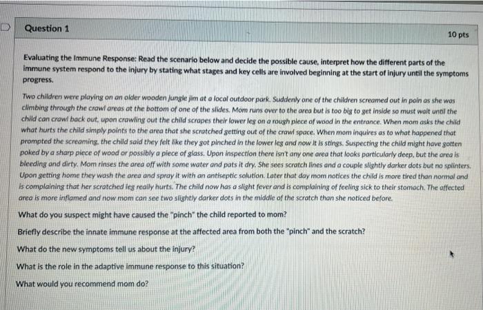 Solved Evaluating the Immune Response: Read the scenario | Chegg.com