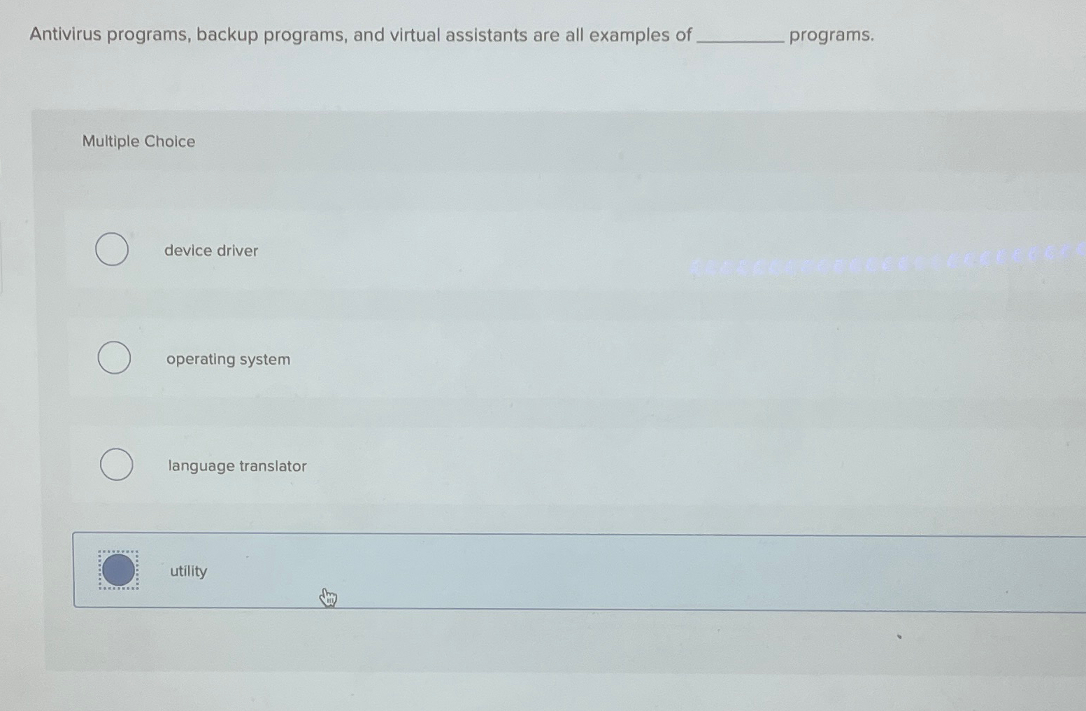 Solved Antivirus programs, backup programs, and virtual | Chegg.com