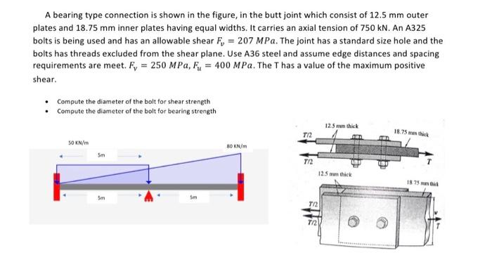 Solved A bearing type connection is shown in the figure, in | Chegg.com