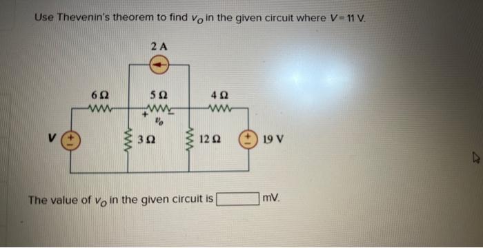 Solved Use Thevenin's theorem to find vO in the given | Chegg.com