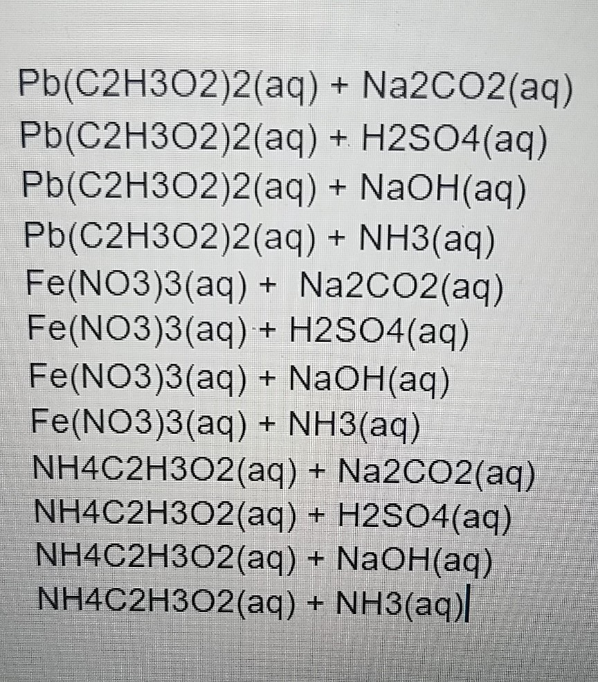 Solved Pb(C2H302)2(aq) + Na2CO2(aq) Pb(C2H302)2(aq) + | Chegg.com
