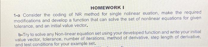 HOMEWORK I 1-a Consider the coding of NR method for | Chegg.com