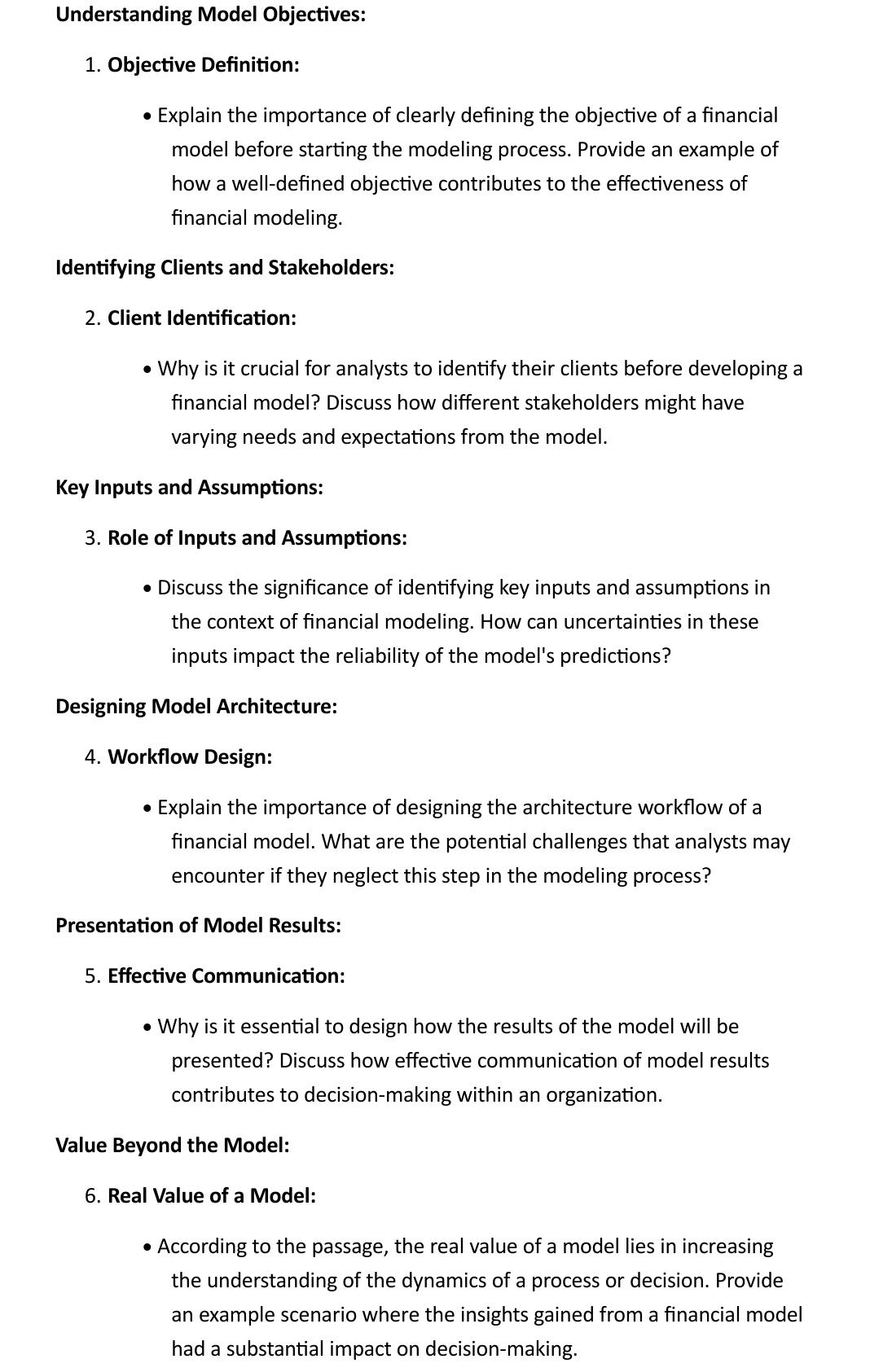 Solved Understanding Model Objectives:Objective | Chegg.com