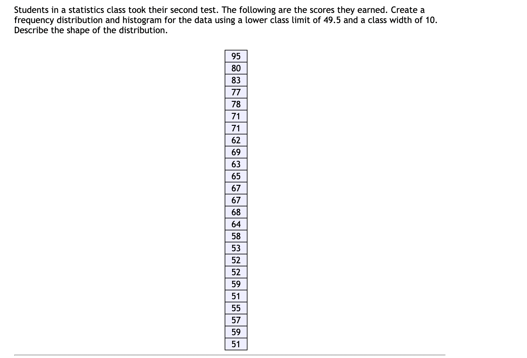 Solved Students in a statistics class took their second | Chegg.com