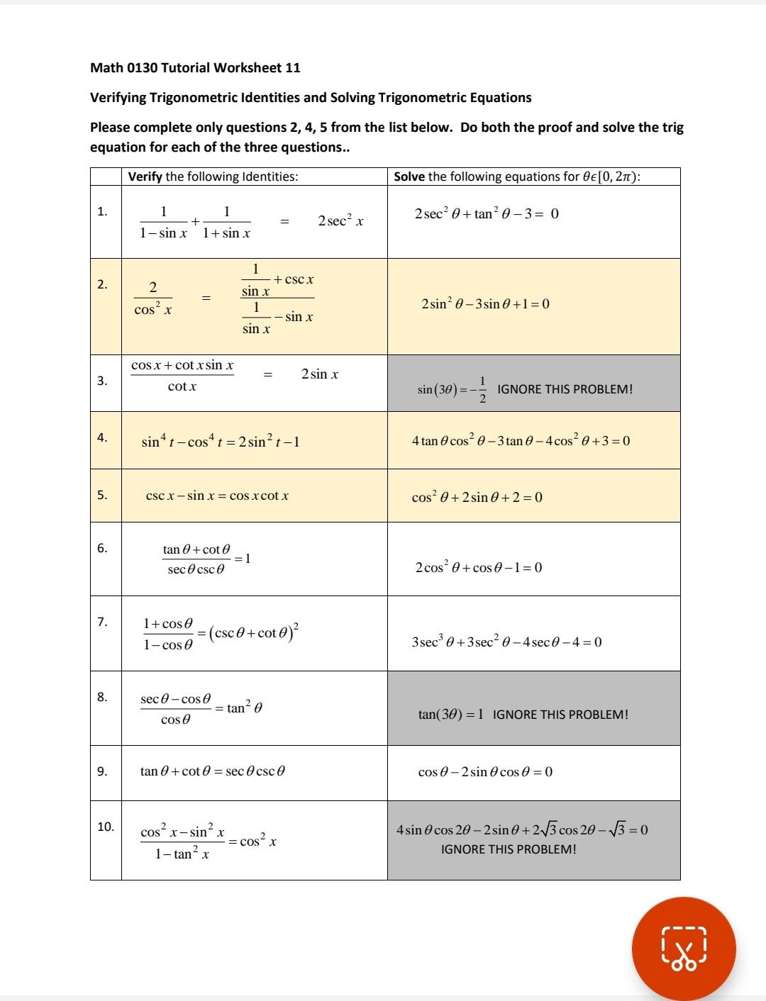 Solved Math 0130 Tutorial Worksheet 11 Verifying | Chegg.com