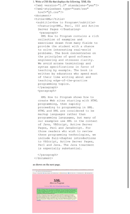 Solved 1 Write A Css File That Displays The Following Xml 5658