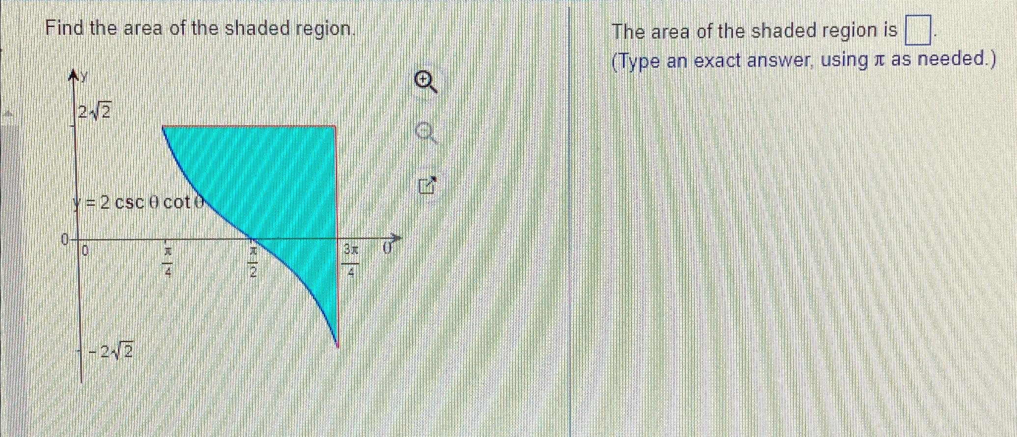 Solved Find the area of the shaded region.The area of the | Chegg.com