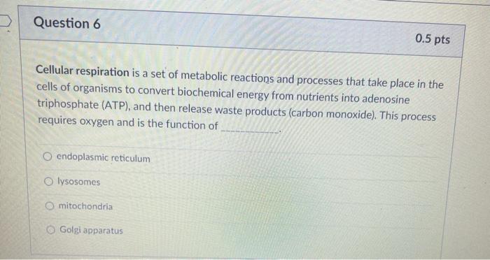 Solved Cellular respiration is a set of metabolic reactions | Chegg.com