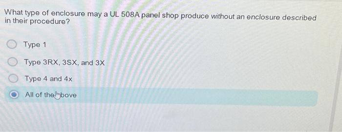 What type of enclosure may a UL 508A panel shop | Chegg.com