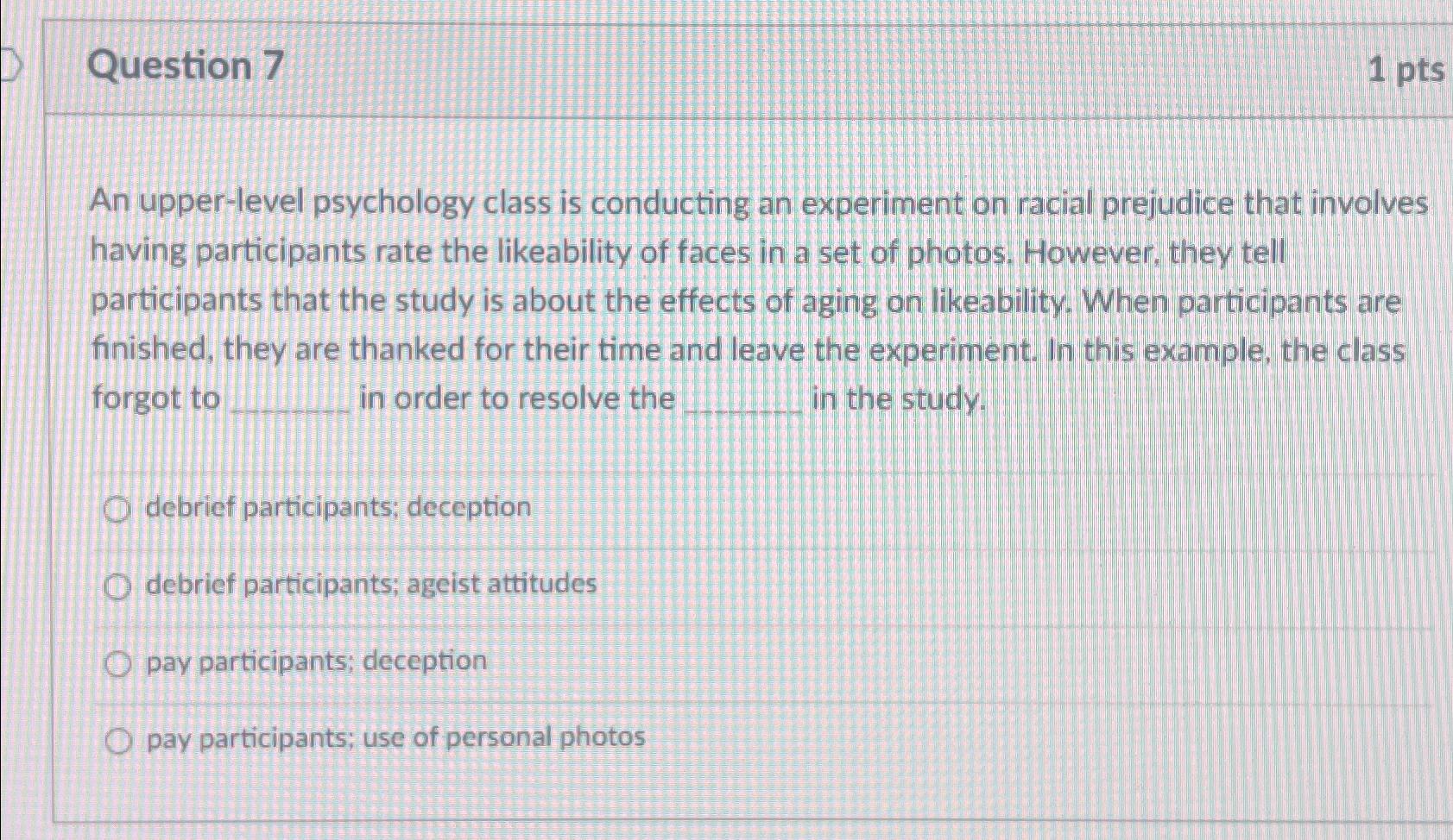 Solved Question 71 ﻿ptsAn upper-level psychology class is | Chegg.com