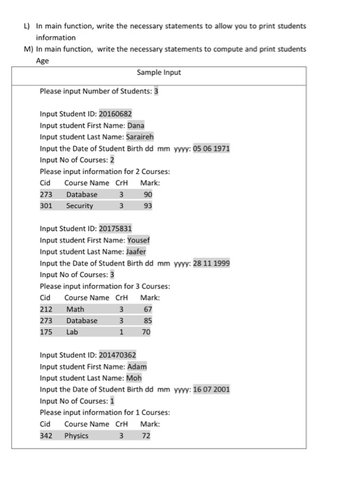 Solved Note: all code in one file The PSUT registrar's | Chegg.com