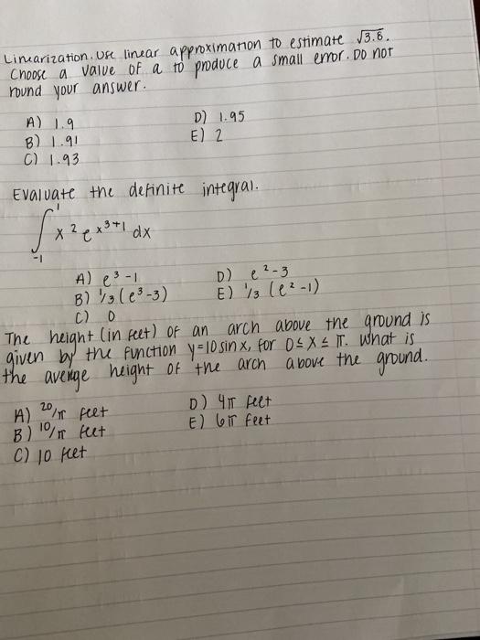Solved Linearization. Or linear approximation to estimate | Chegg.com