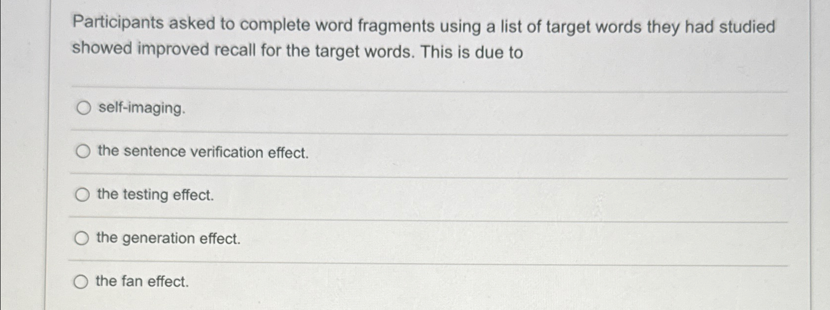 Solved Participants asked to complete word fragments using a | Chegg.com