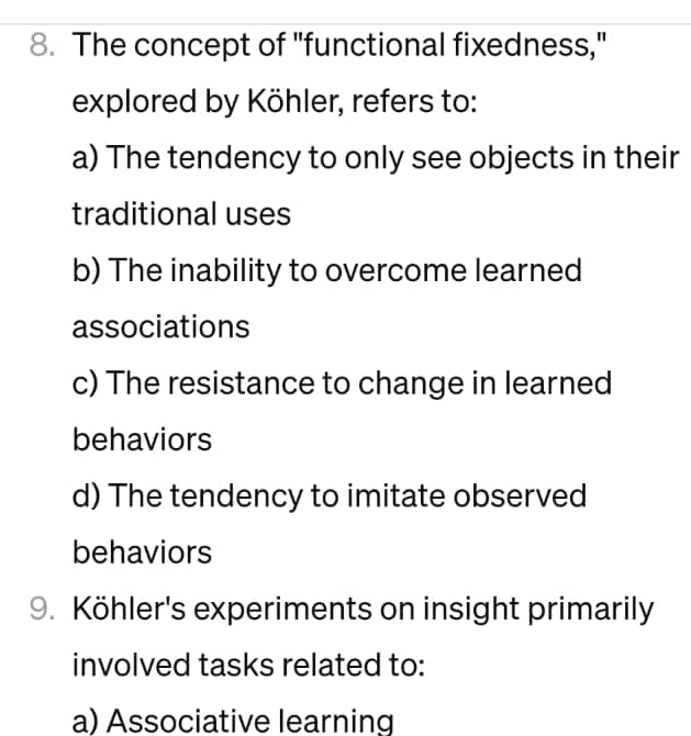 Solved The concept of "functional fixedness," explored by | Chegg.com
