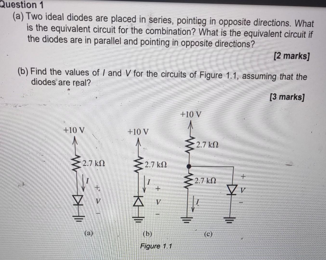 Solved (a) Two ideal diodes are placed in series, pointing | Chegg.com