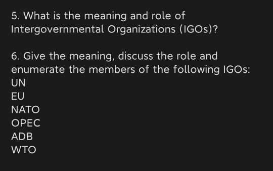 Solved 5. What is the meaning and role of Intergovernmental | Chegg.com