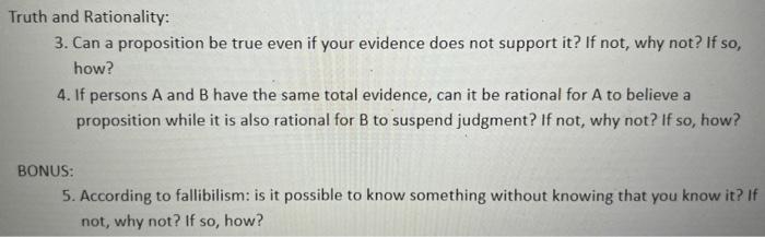 Truth and Rationality: 3. Can a proposition be true | Chegg.com